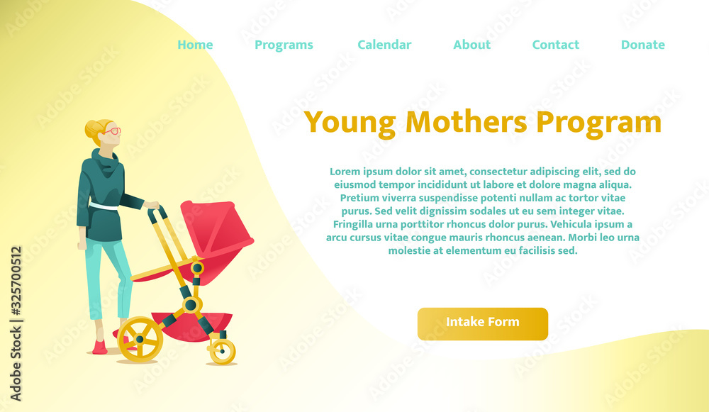 Landing Page Offering Modern Social Program for Young Mothers. Intake ...