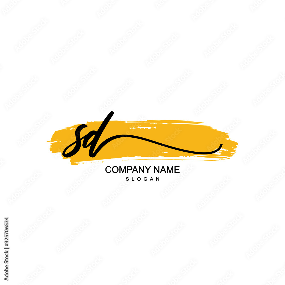SD Initial watercolor beauty monogram and elegant logo design ...