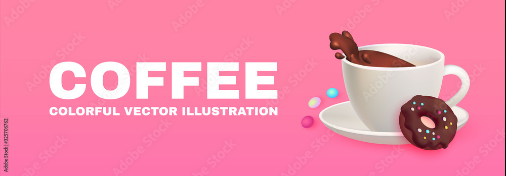 Cafe Ad Design Template. Coffee and Sweets. Chocolate and Donut. Candy ...