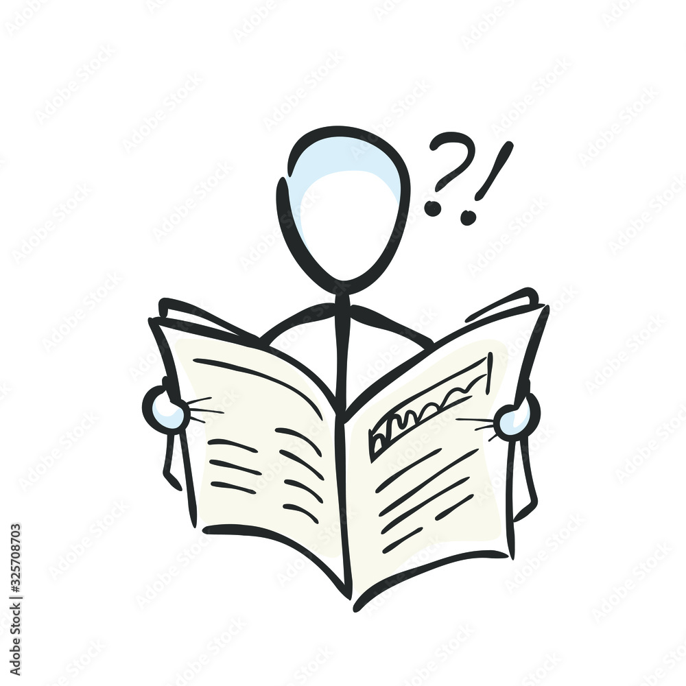 Cartoon Reading Newspaper