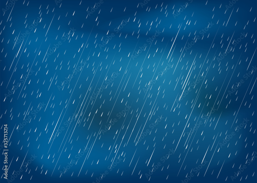 Heavy rain in dark sky, rainy season, clouds and storm, weather nature ...