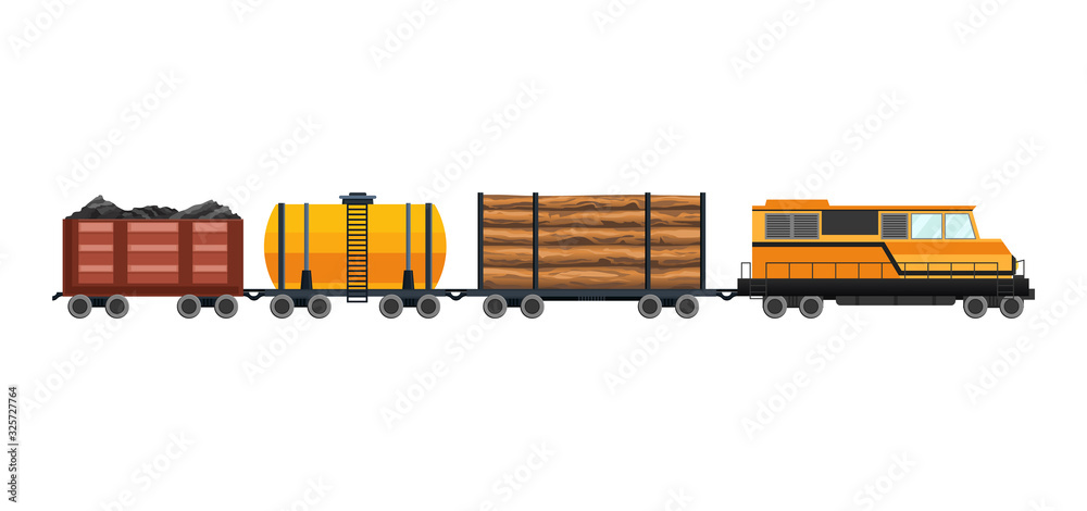 Freight train cargo cars with Container and box freight train. Rolling ...