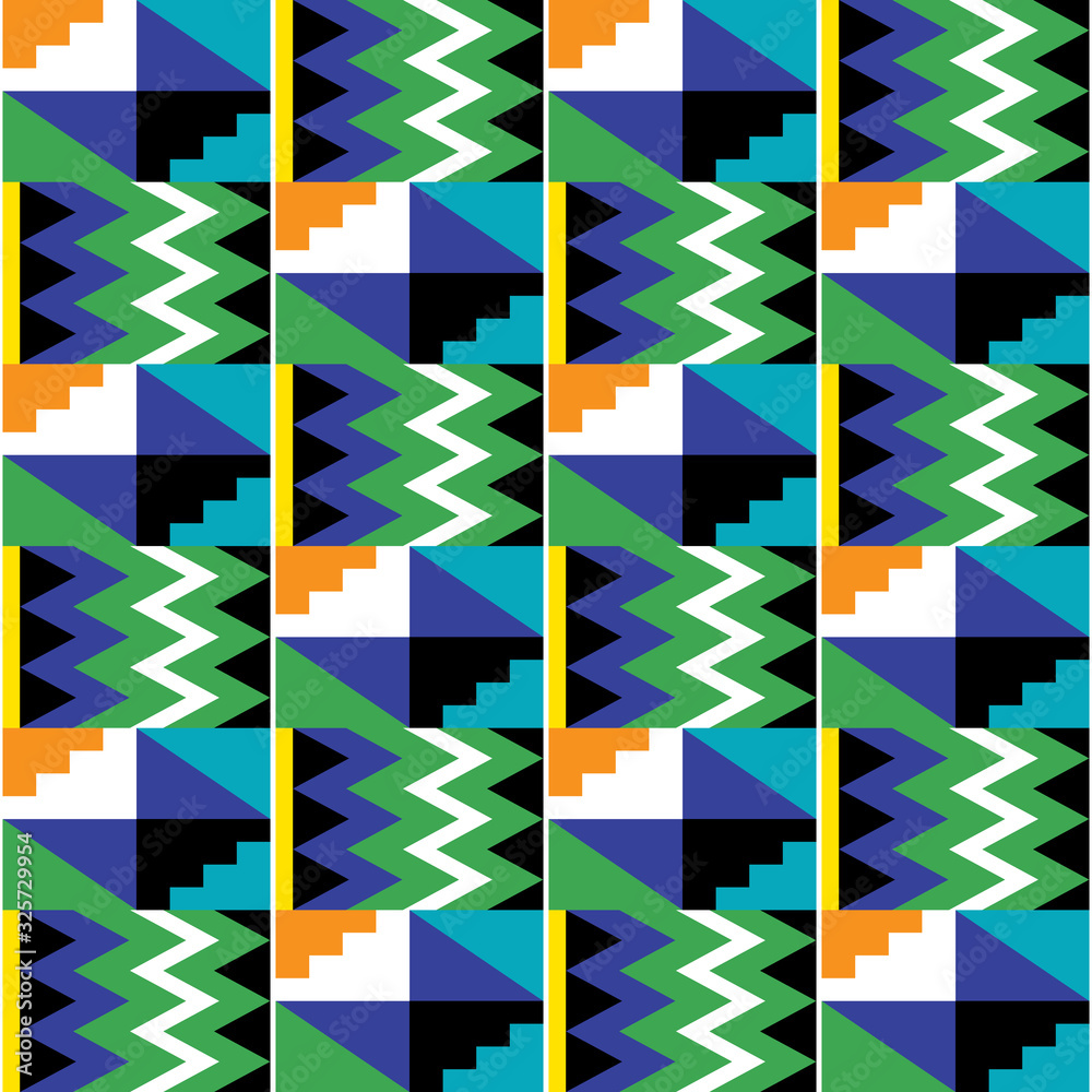 Tribal vector seamless textile pattern - Kente mud cloth style ...
