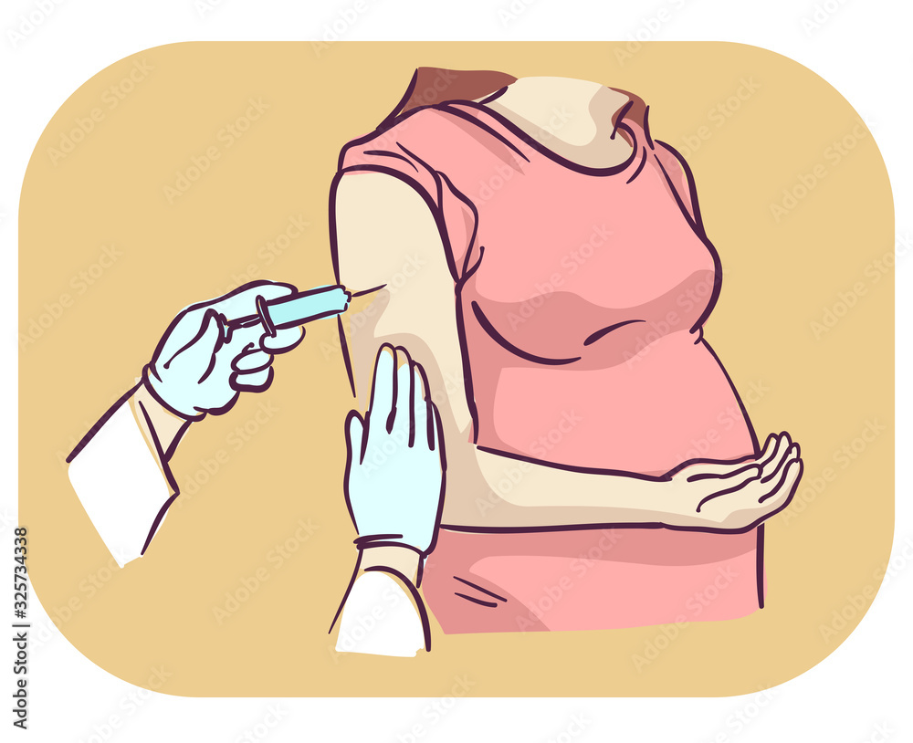Girl Pregnant Vaccination Syringe Illustration Stock Vector | Adobe Stock