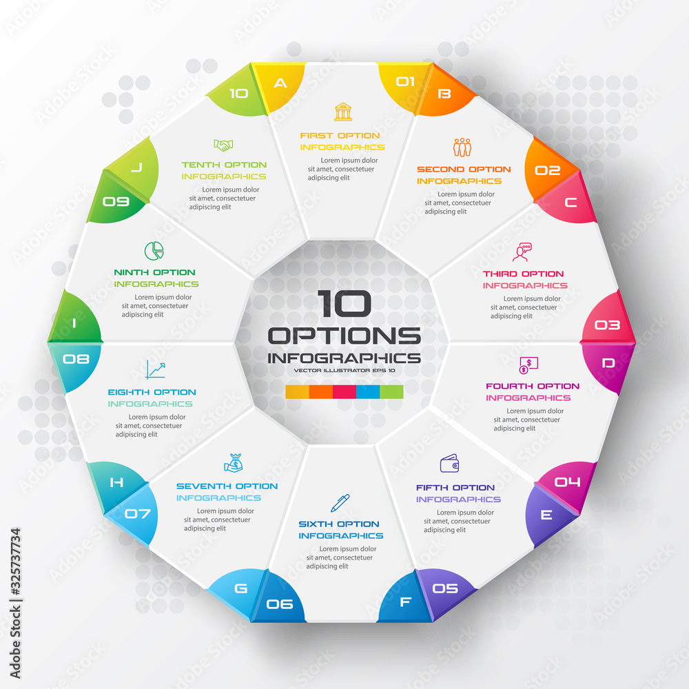 Decagon for infographics,Diagram with 5 options,Vector template for ...