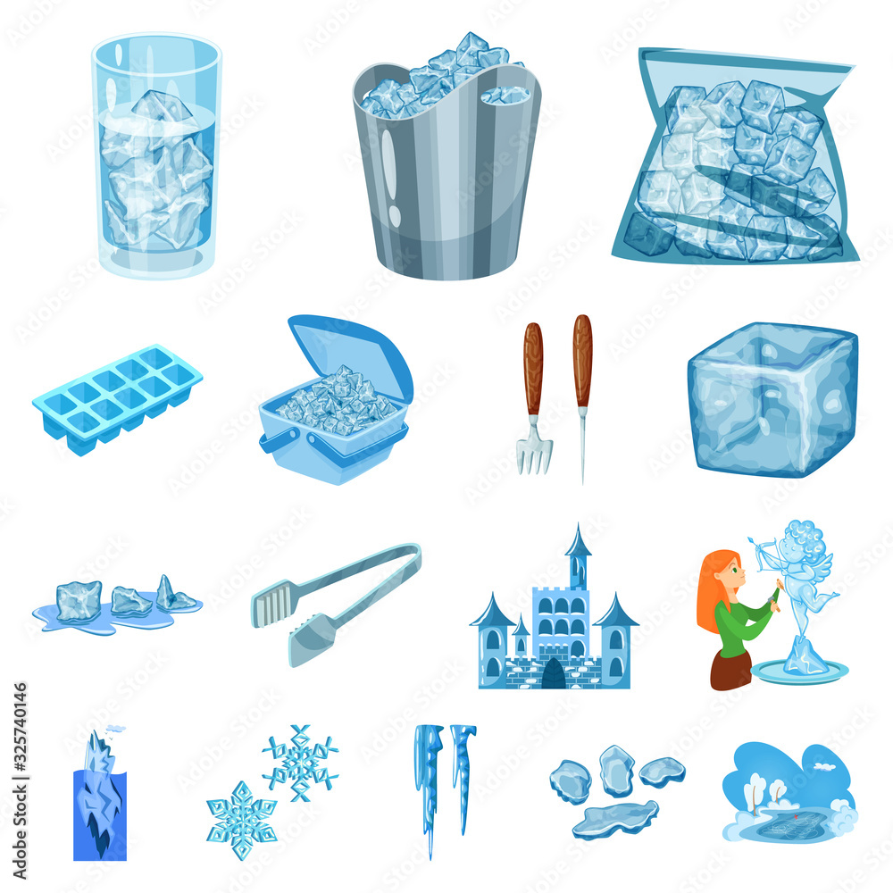 Vector illustration of frost and water icon. Collection of frost and ...