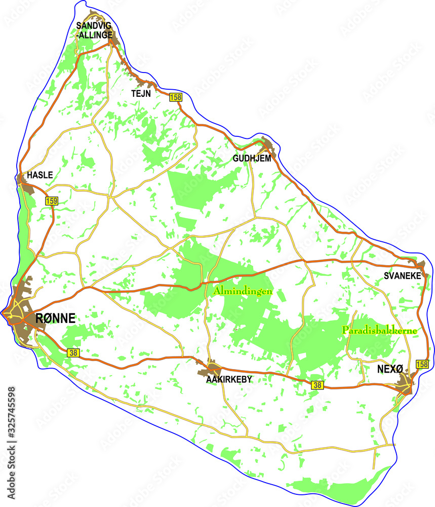 Map of the Danish island of Bornholm in the Baltic Sea Stock Vector ... Map of the Danish island of Bornholm in the Baltic Sea Stock Vector ...