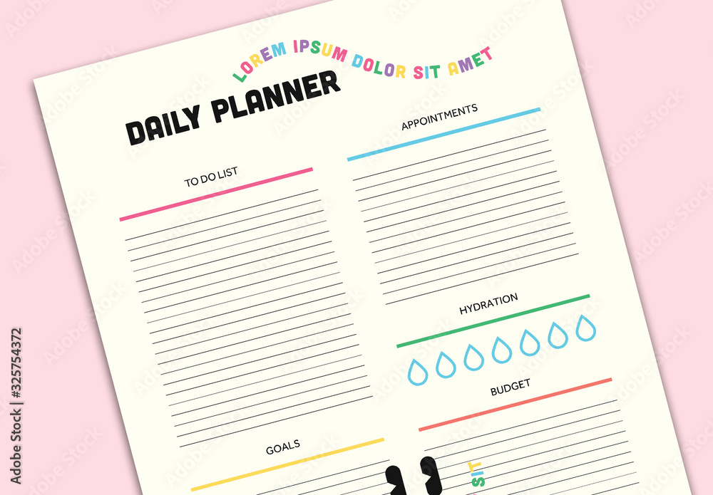 Colorful Planner Layout Stock Template | Adobe Stock