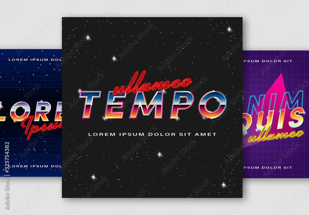 80S Inspired Retro Social Media Posts Layout Set Stock Template | Adobe ...