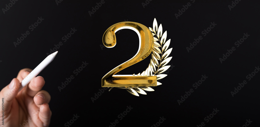 3d 2 Years or award Anniversary Illustration. Stock Photo | Adobe Stock