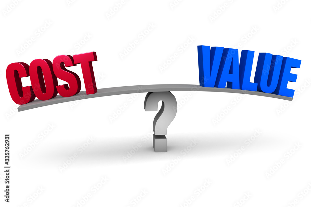 Weighing Cost and Value Illustration. Stock Illustration | Adobe Stock