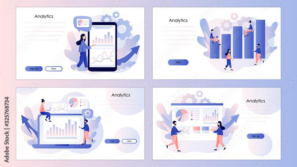 Data analytics consept. Business analysis. Screen template for mobile ...