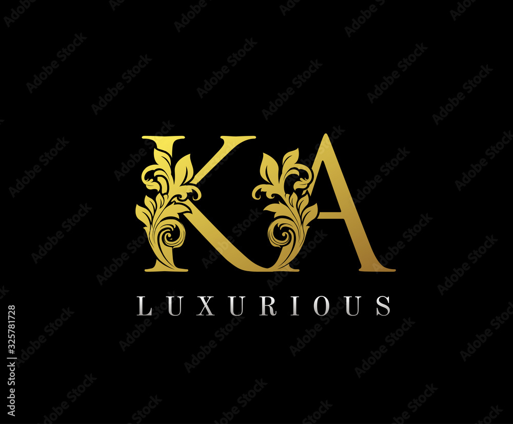 Golden Letter KA Logo Icon . Initial Letter K and A Design Vector ...