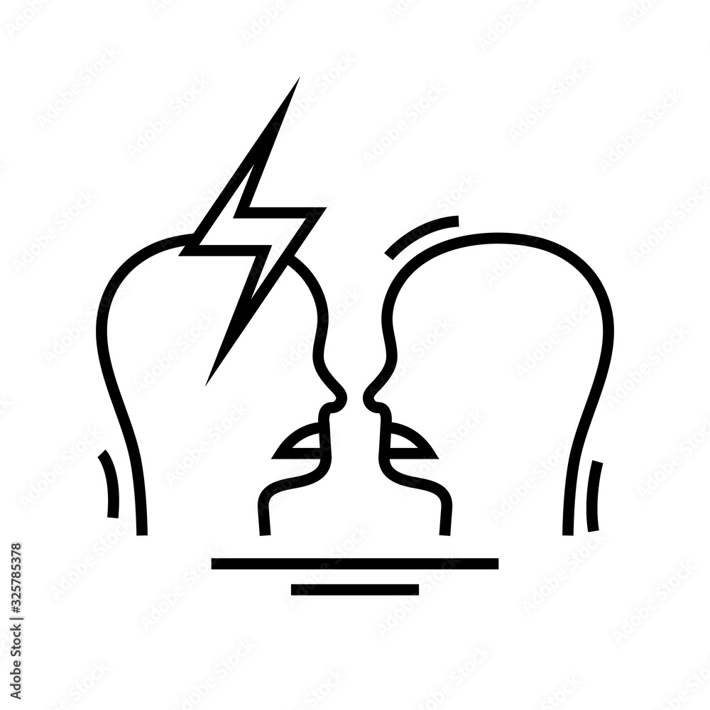 Conflict situation line icon, concept sign, outline vector illustration ...