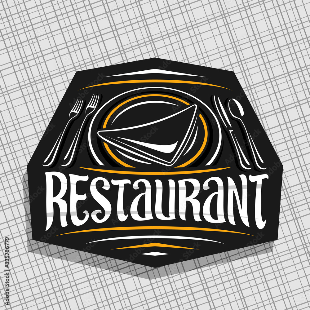Vector logo for Restaurant, decorative sign board with illustration of ...