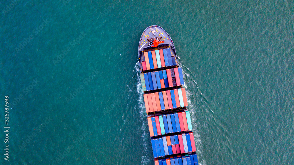 Top View Cargo containers ship logistics transportation Container Ship ...