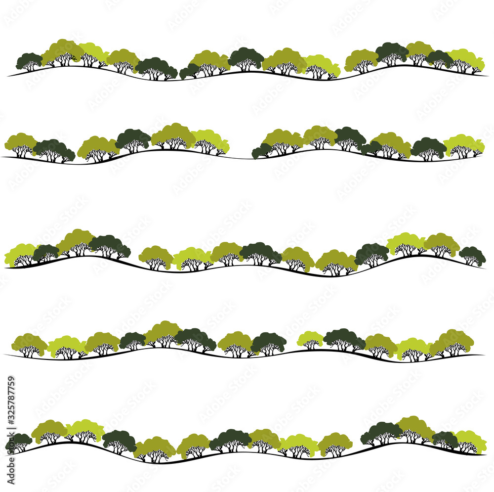 Pattern of trees, row of trees . Vector illustration Stock Vector ...