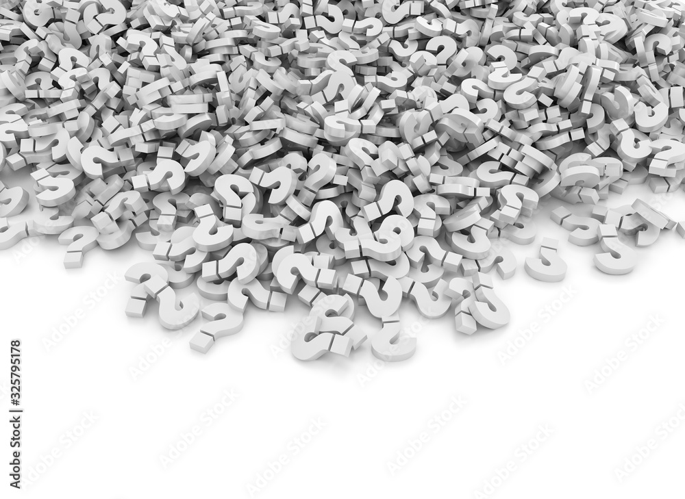 White question marks 3d symbols big pile on white background Stock ...