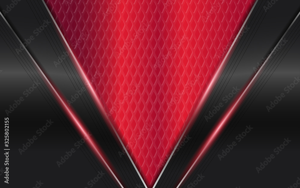 Abstract red metallic shape texture on on black background style design ...
