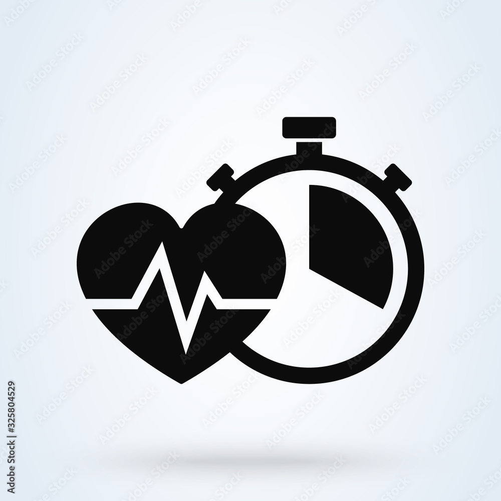 Vecteur Stock stopwatch pulse and heart palpitations. health vector ...