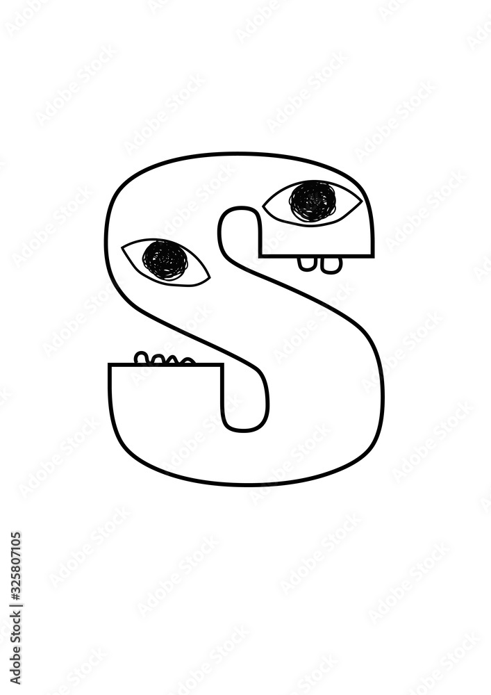 Cartoon style alphabet letter S Stock Illustration | Adobe Stock