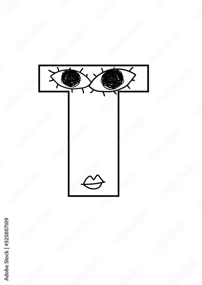 Cartoon style alphabet letter T Stock Illustration | Adobe Stock