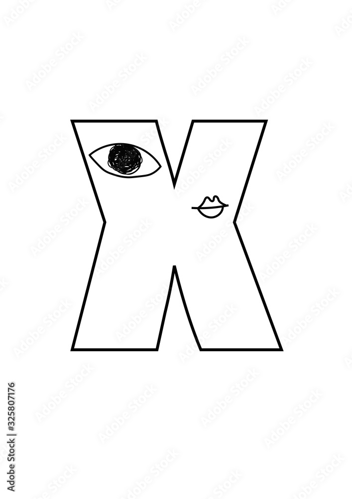 Cartoon style alphabet letter X Stock Illustration | Adobe Stock