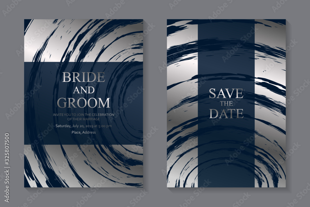Set of modern grunge luxury wedding invitation design or card templates ...