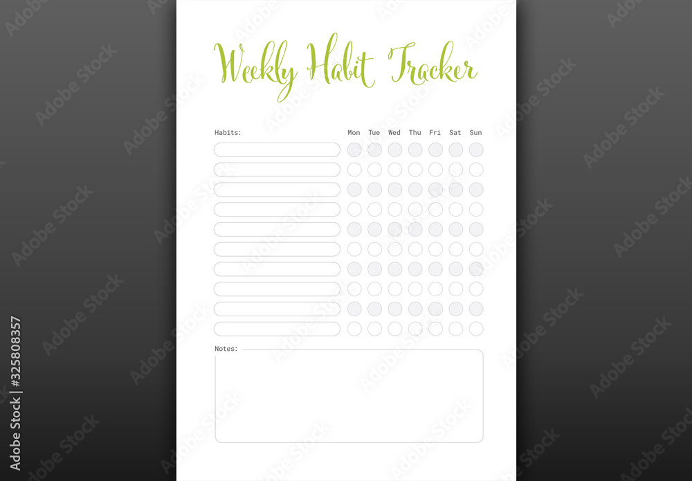 Weekly Habit Tracker Layout Stock Template | Adobe Stock