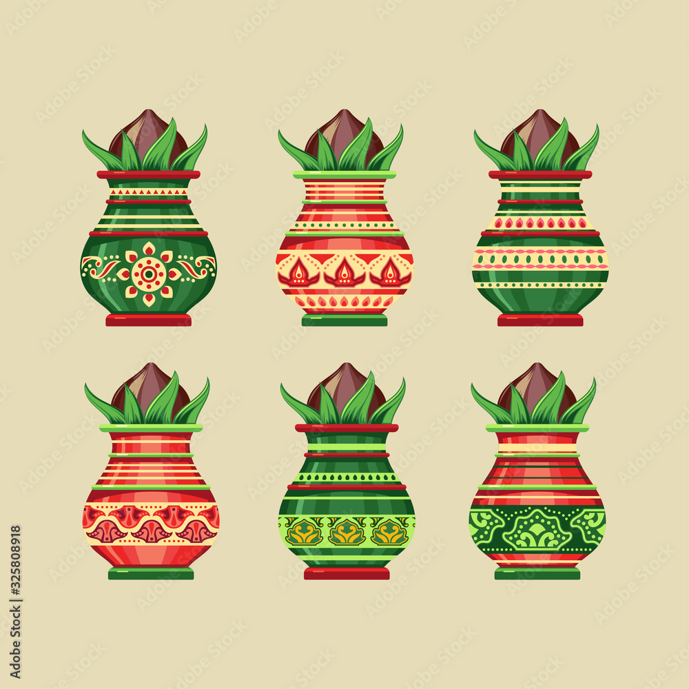 Kalash Vector Illustration Set Stock Vector | Adobe Stock
