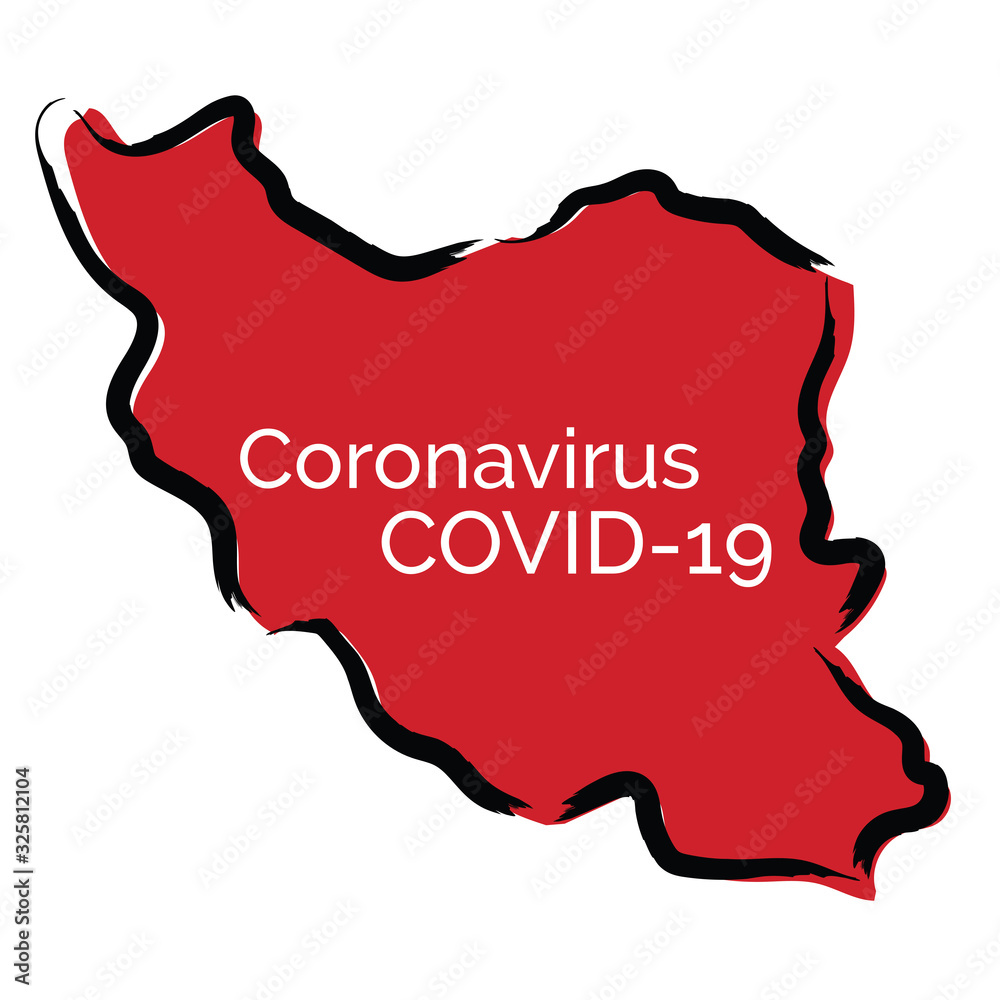 Red sketch map of Iran with Coranovirus Covid-19 inside Stock Vector ...