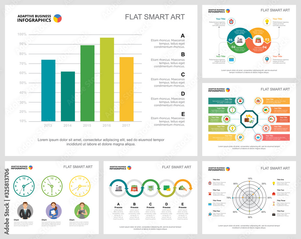 Colorful analytics or consulting concept infographic charts set ...