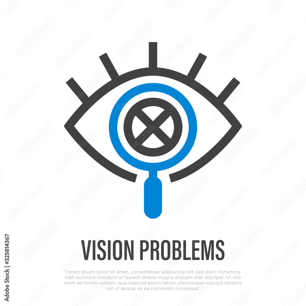 Vision loss thin line icon. Symptom of Alzheimer's disease. Healthcare ...