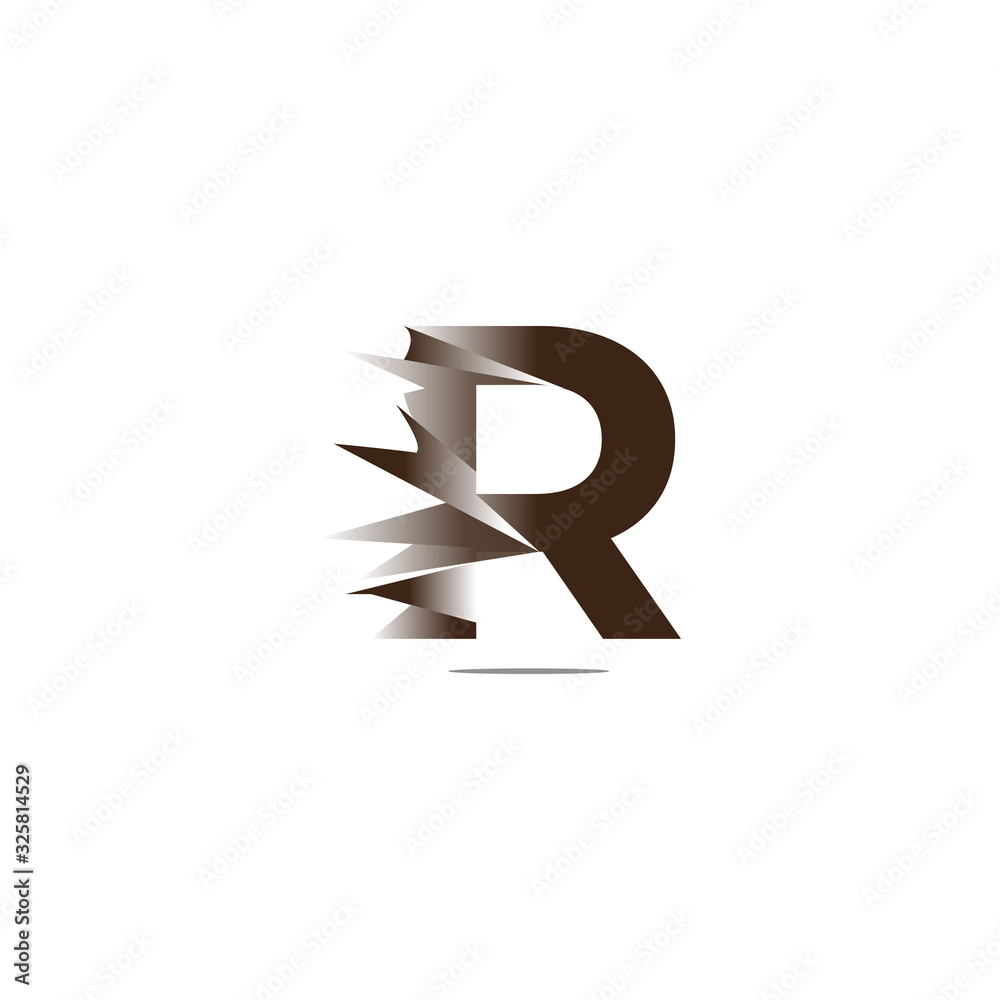 initial dark red letter R with spike logo design vector template Stock ...