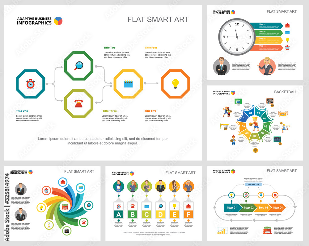 Colorful business planning infographic charts set. Business design ...