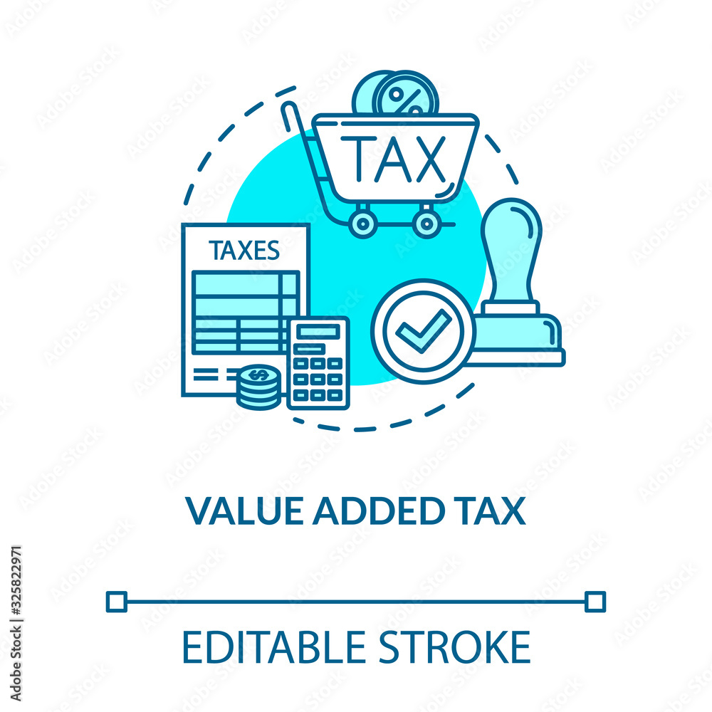 Value added tax turquoise concept icon. Consumption cost. Economy ...