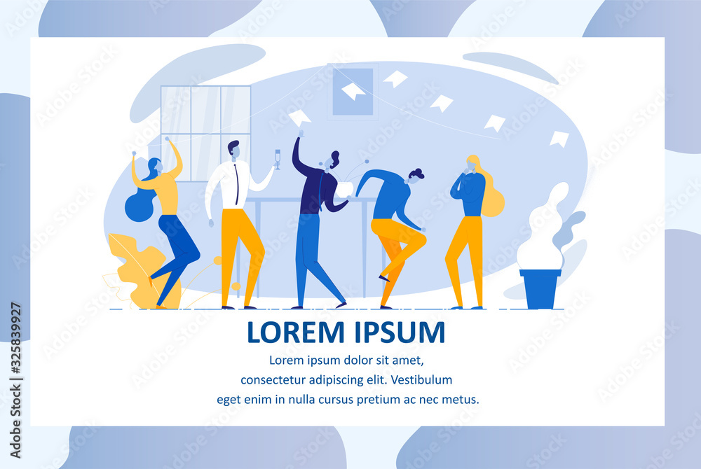 Corporate Recreation Flat Banner Vector Template. Adult Friends ...