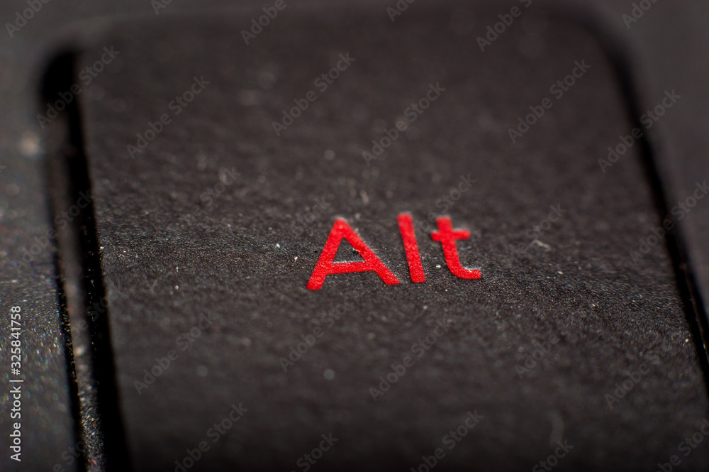 Red lit ALT key on a black keyboard Stock Photo | Adobe Stock