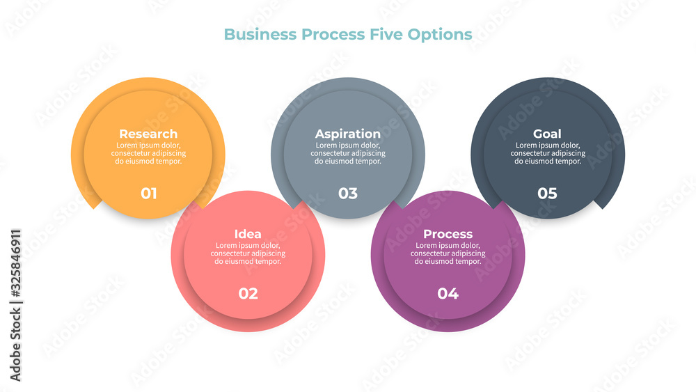 Business infographics. Timeline with 5 steps, options, circles. Vector template. Stock Vector ...