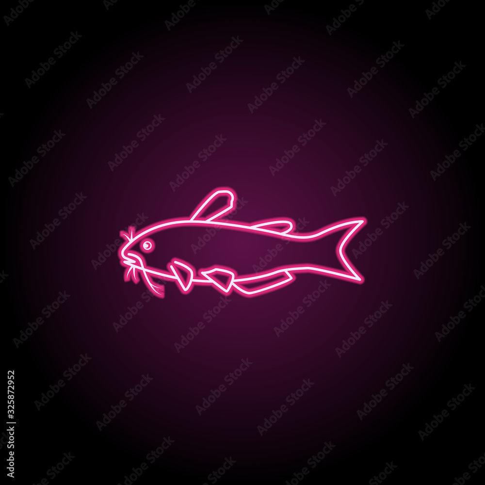 Channel catfish neon icon. Simple thin line, outline vector of fish ...