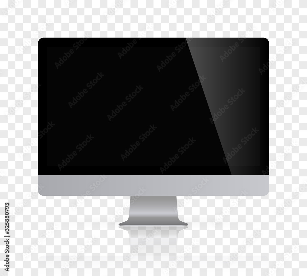 Realistic desktop computer monitor reflect with black screen and ...