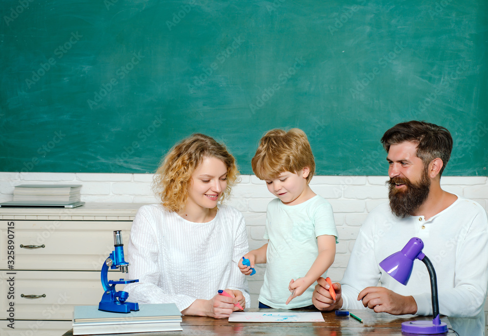 School family. Education. Kids at preschool. Child from elementary ...