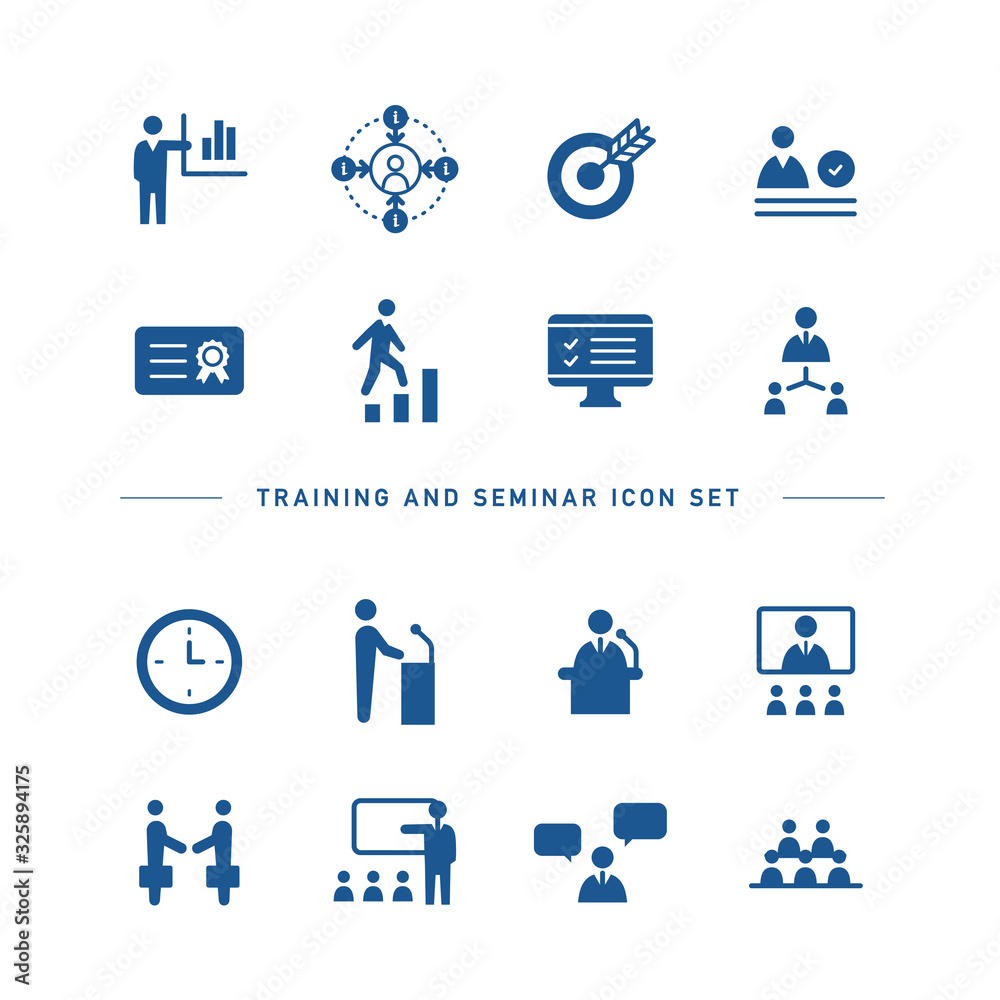 TRAINING AND SEMINAR ICON SET Stock Vector | Adobe Stock