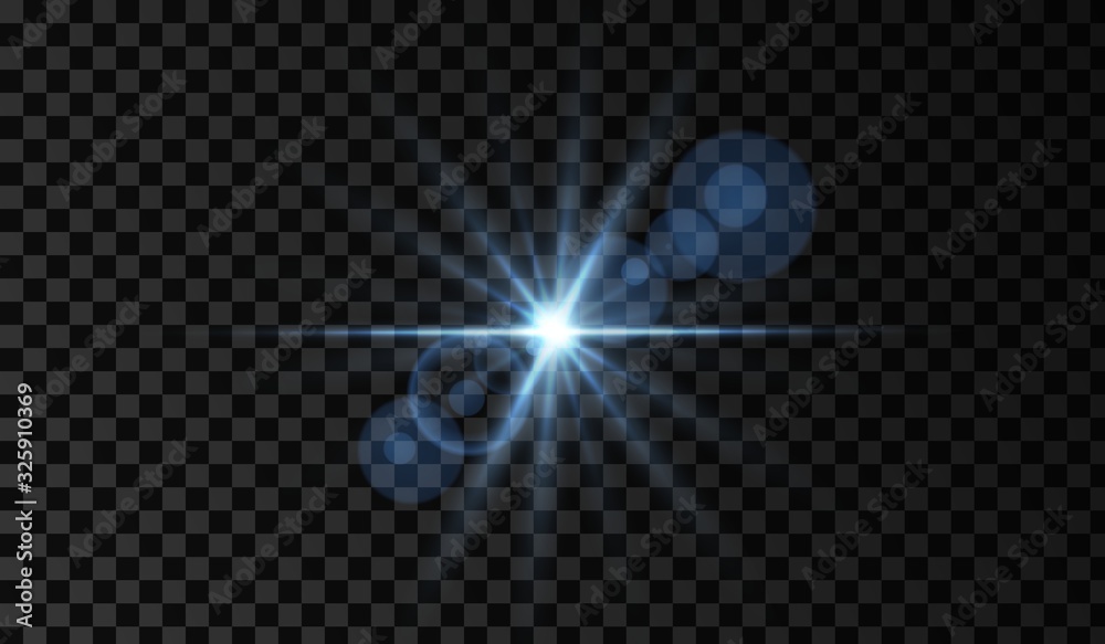 Lens flare. Light glow effect. Blue sparkle and glare object. Isolated ...
