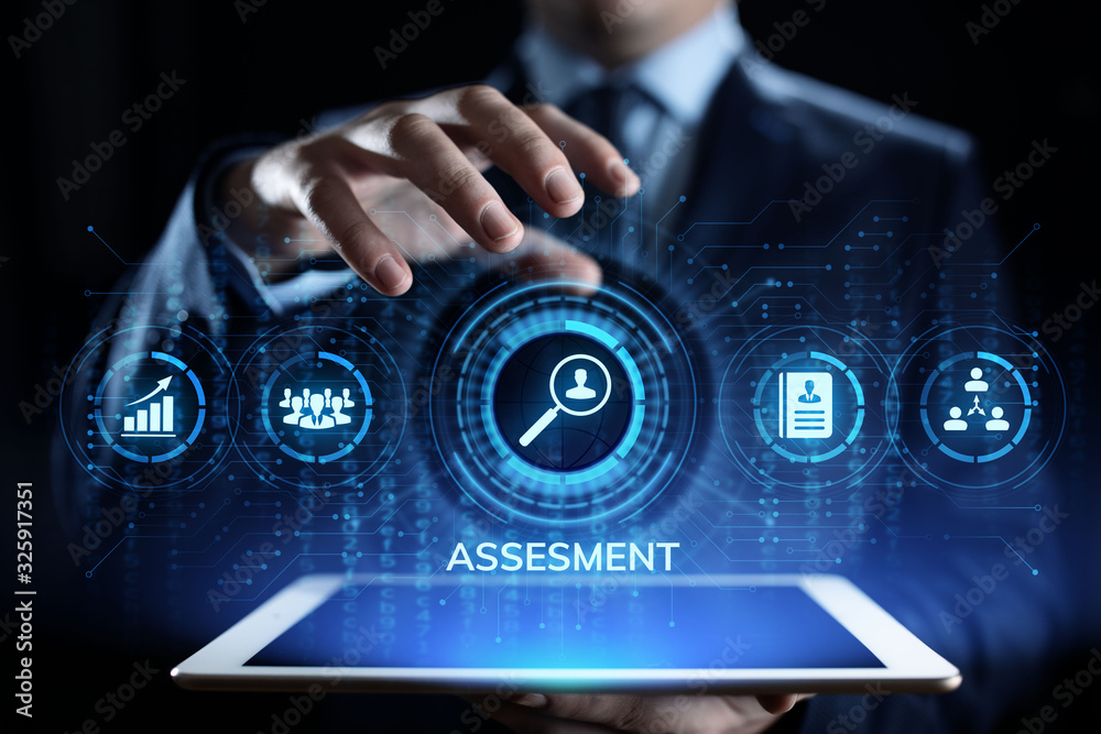 Assessment evaluation business analysis concept on screen. Stock Photo ...