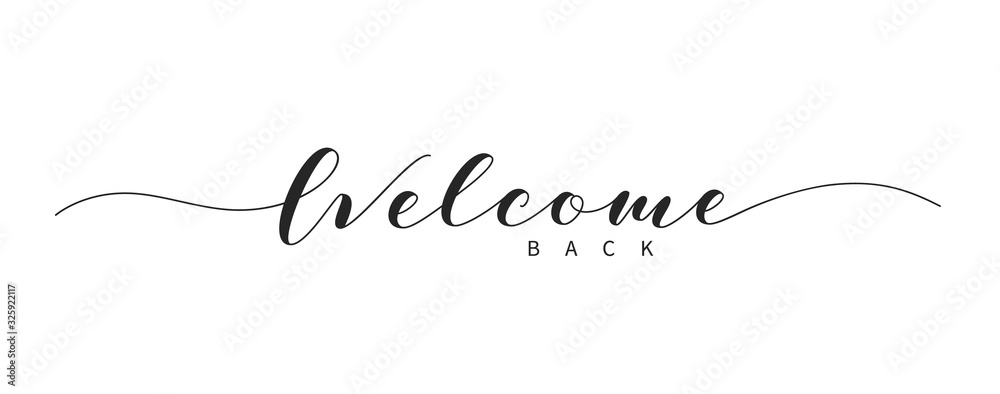 Welcome back hand drawn brush lettering. Elegant handwritten ...