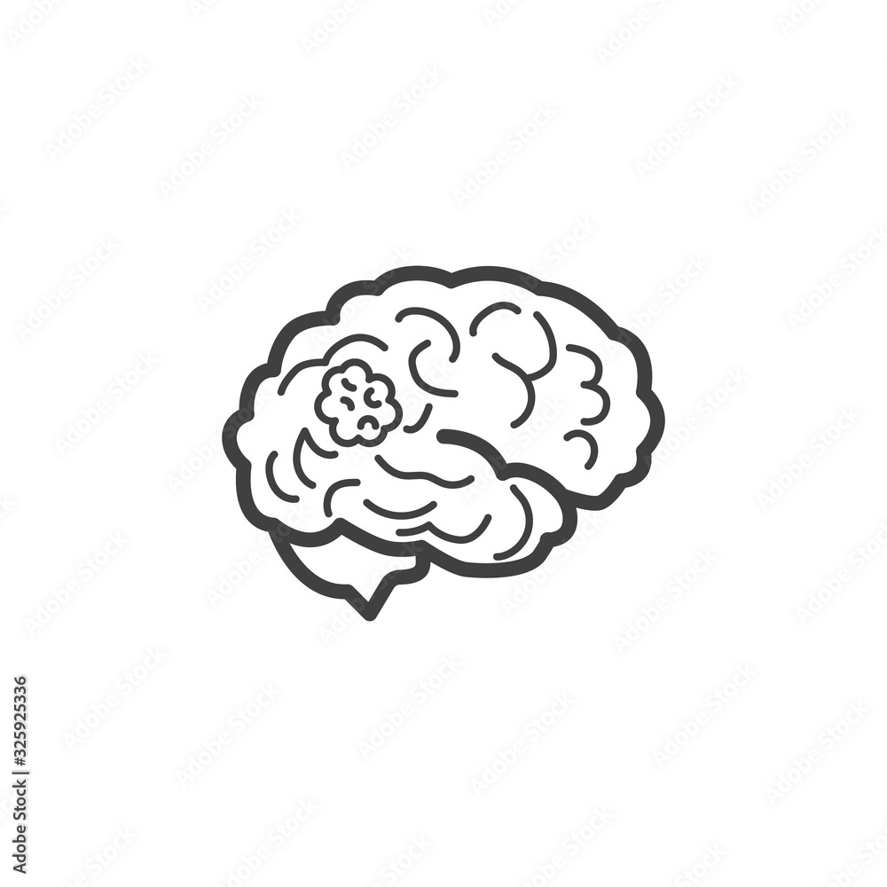 Brain cancer line icon. linear style sign for mobile concept and web ...