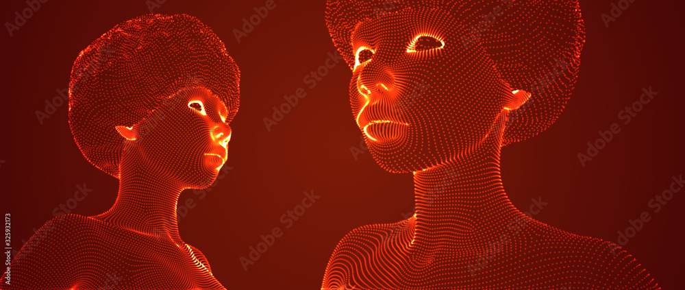 3d vector portrait of a beautiful young girl with hairstyle, set of ...