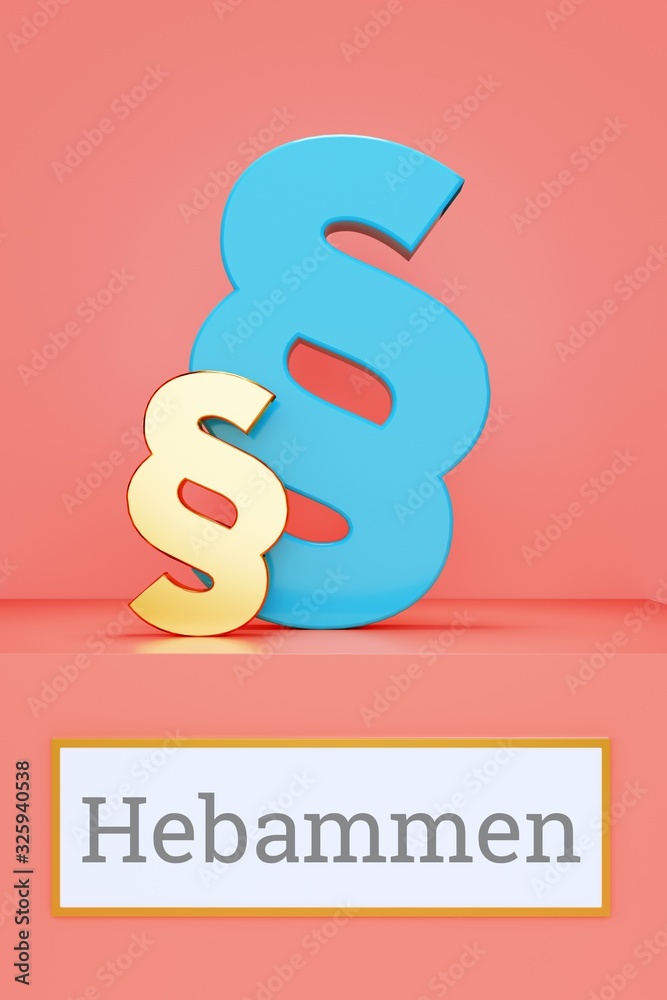 Hebammen. Begriff auf Schild. Präsentation von Paragrafen auf Podest in ...