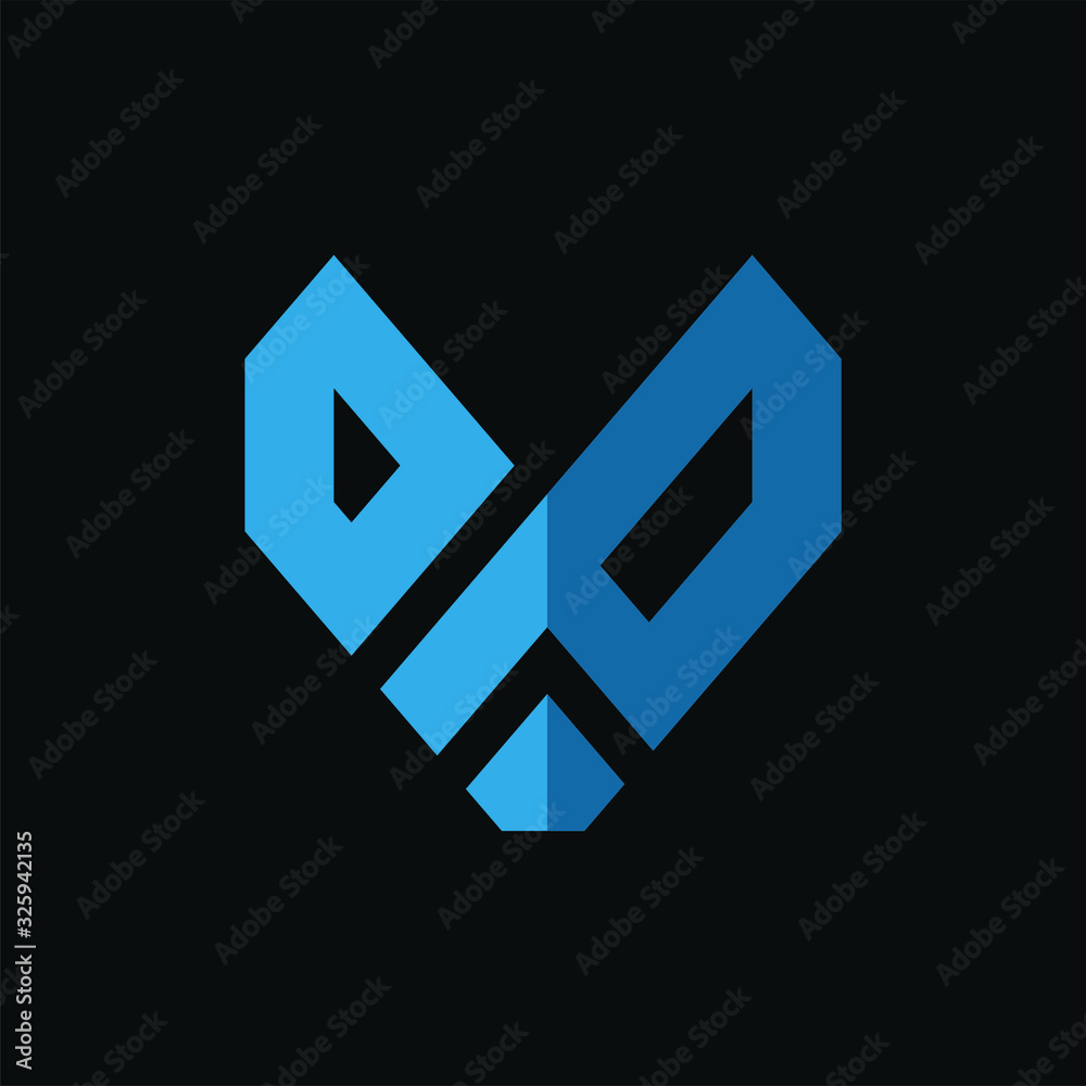 Initial letter OP logo template with gas mask line art illustration in ...